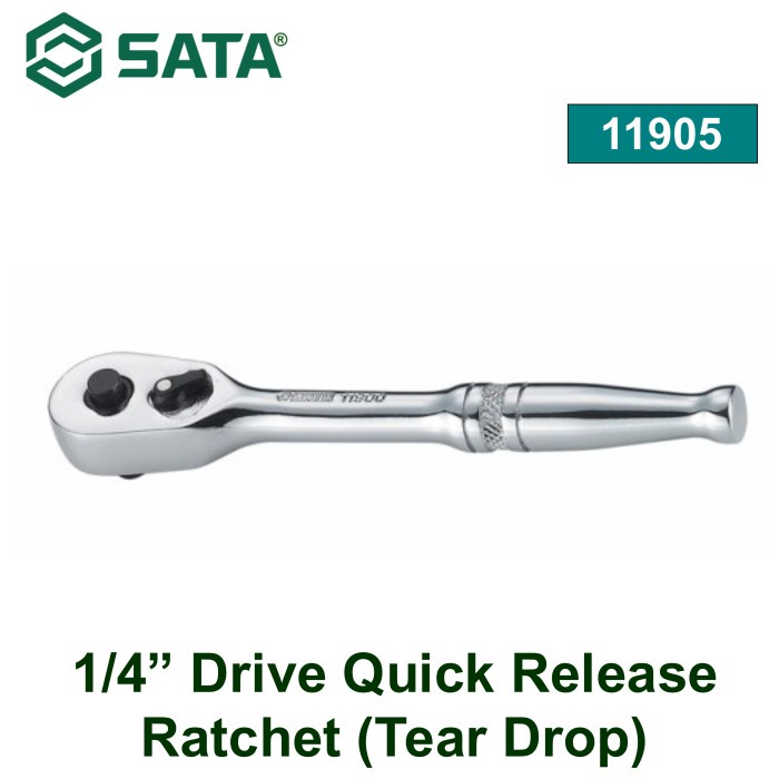 Jual SATA 11905 Gagang Ratchet Stang Kunci Shock 1/4 Drive Quick Sock ...