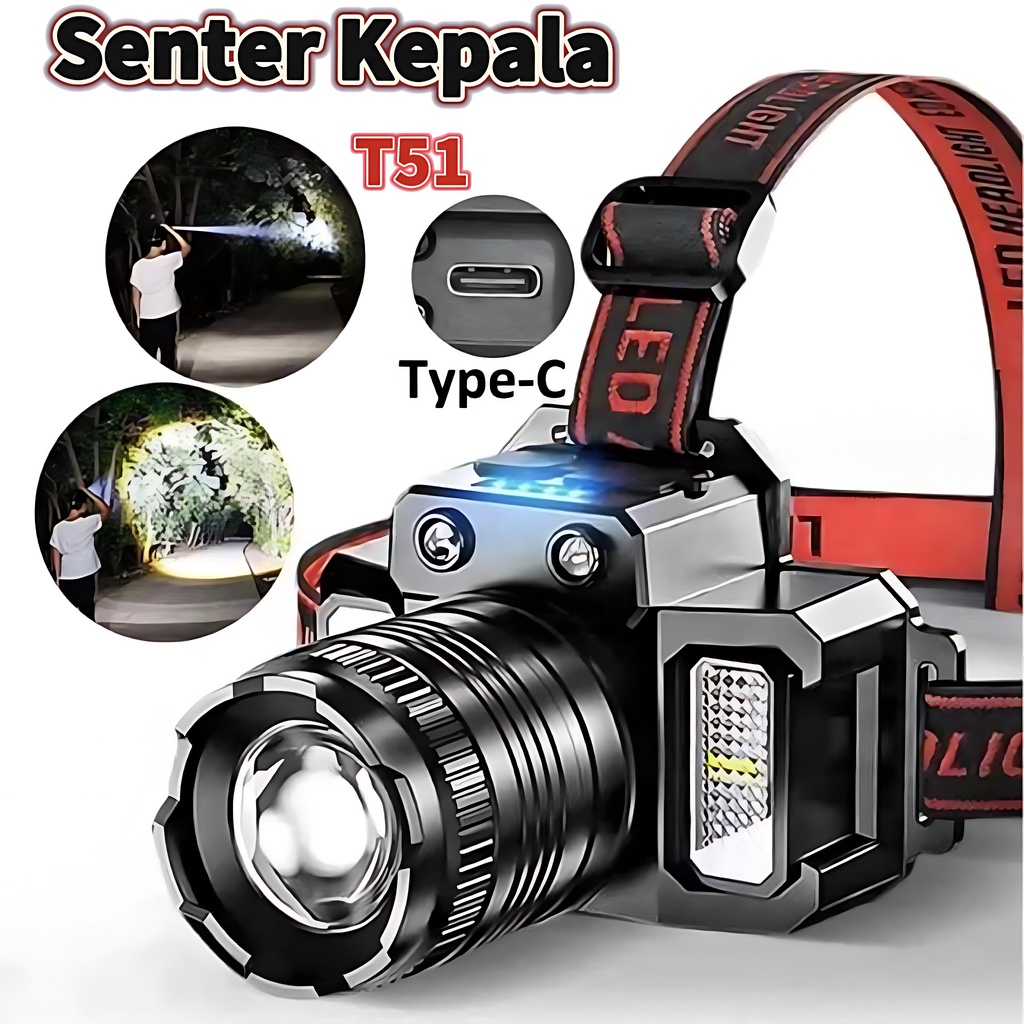 Jual Headlamp Senter Kepala LED Induksi Sensor Gerak Glare T8 Zoom ...