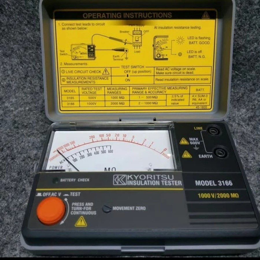 Jual Analog Insulation Tester / Megger Kyoritsu 3166 Ori | Shopee Indonesia