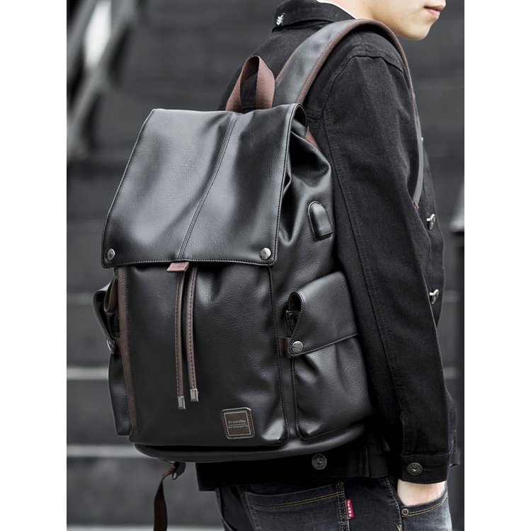 Jual Leather backpack for men, college student backpack, high school ...