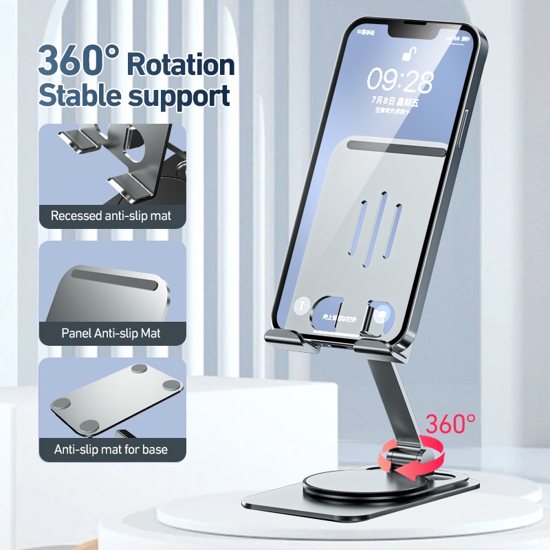 Jual 360° Rotation Cellphone Stand Holder for Phone Pad Metal ...
