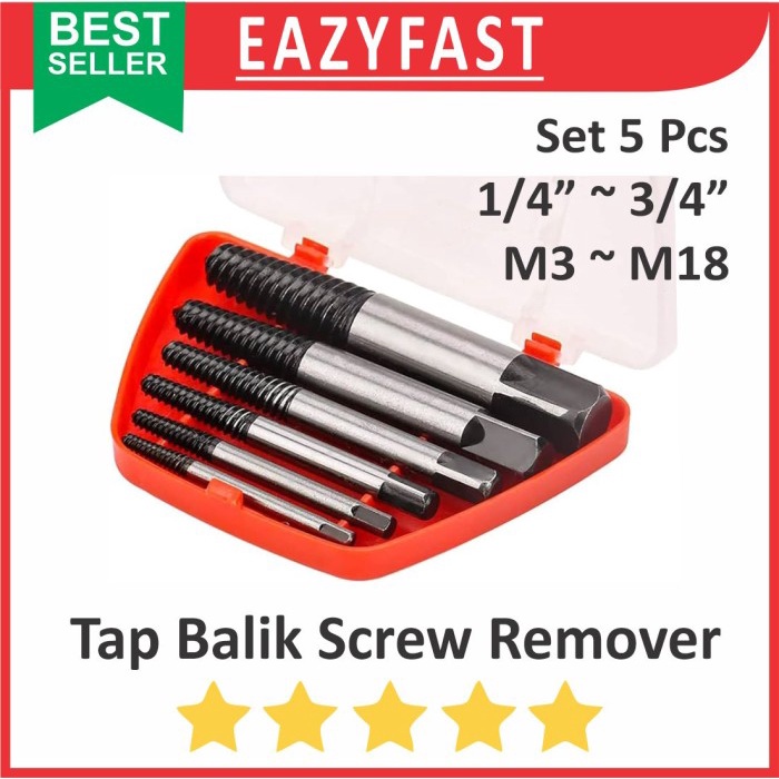 Jual Tap Drat Balik Screw Extractor Remover Cabut Buka Baut Skrup Rusak ...