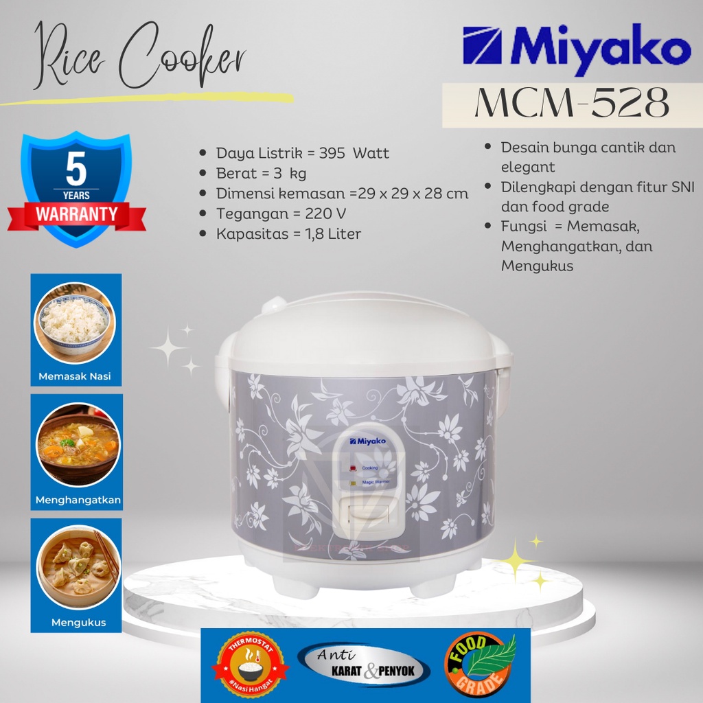 Jual Rice Cooker 1.8 Liter Miyako MCM528 | Shopee Indonesia