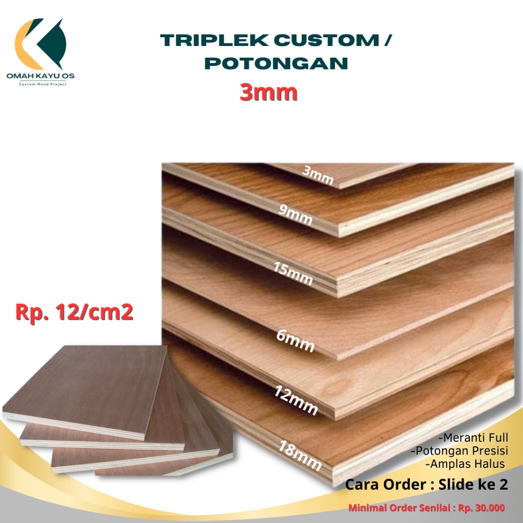 Jual Triplek Multiplek Plywood 3mm Custom Potongan papan triplek | Shopee Indonesia
