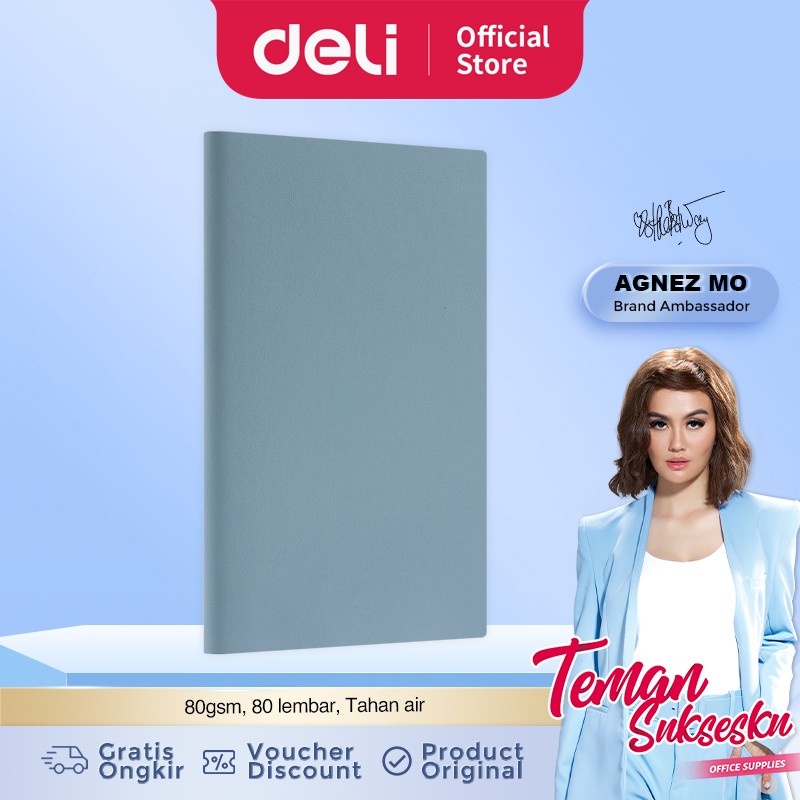 Jual Deli Notebook / Buku Catatan Ukuran 25K 80Lmbr Cover Waterproof ...