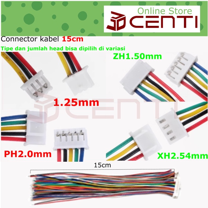 Jual Konektor 1.25 ZH1.5 PH2 XH2.54 2P Male Kabel 15cm 2 3 4 5 6 pin 2p 3p 4p 5p 6p 1.25mm 1.5mm ...