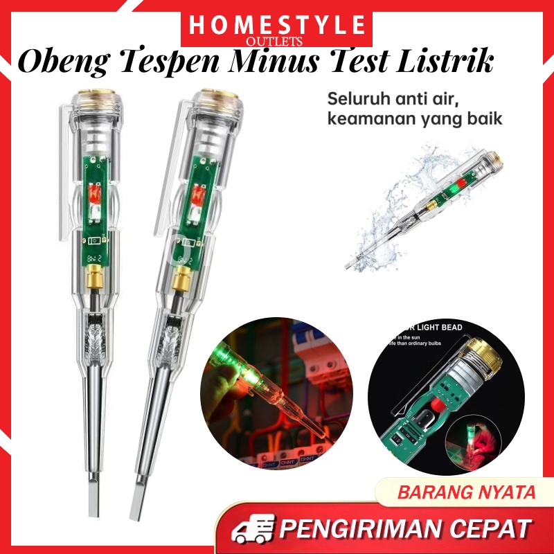 Jual Obeng Tespen Minus Test Listrik / Tes Pen Lampu LED Merah Hijau ...