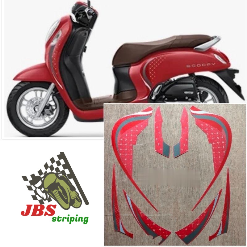 Jual Striping Honda Scoopy Stylish Red merah tahun 2023 2024 stiker lis ...