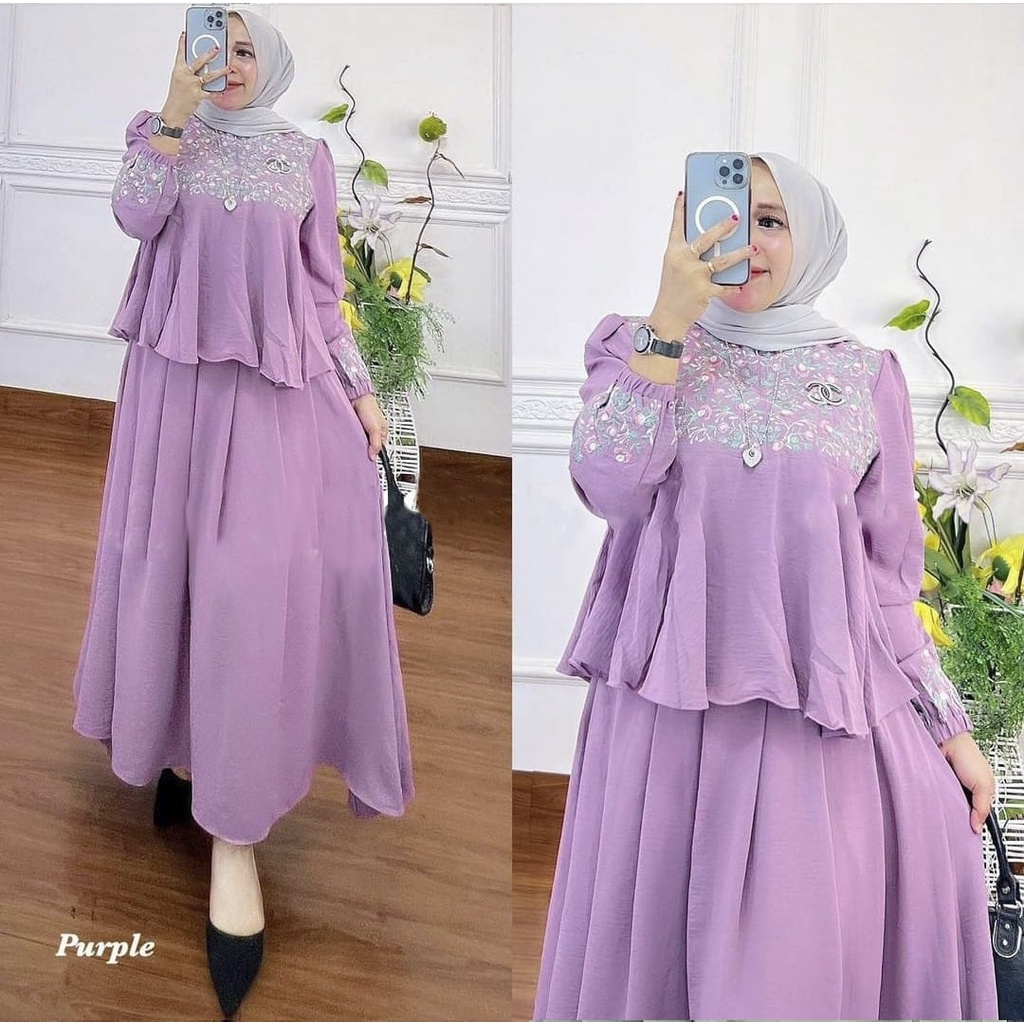Jual Set Wanita Mozay One Set Rok Polos Basic Matt Cringkle Airflow ...