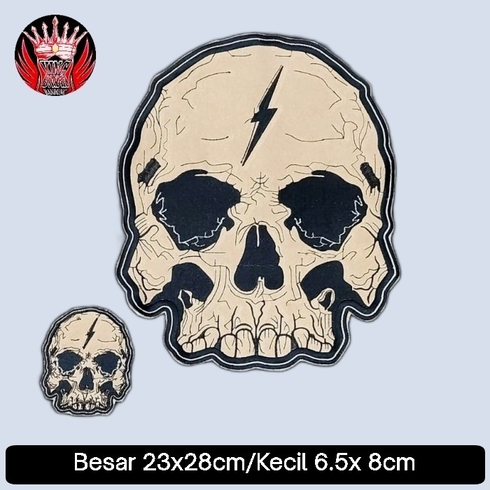 Jual Back patch Huge Gold Lightning Skull 11/Embo/Embroidered/Patch ...