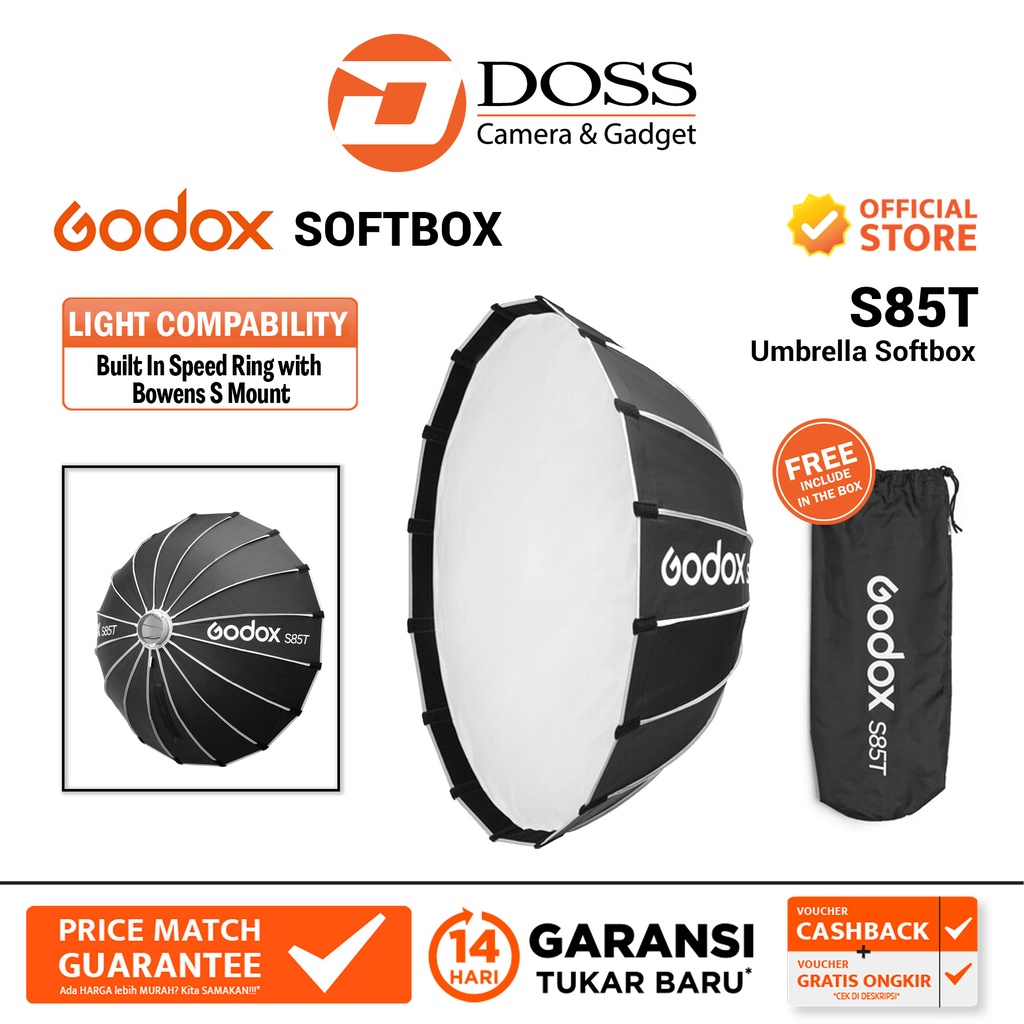 Jual Godox Softbox S85T Quick Release Umbrella Softbox 85cm | Shopee ...