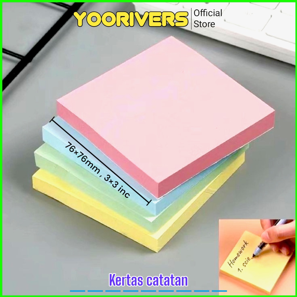 Jual Kertas Catatan Tempel Sticky note 76x76mm Kertas Memo 3x3 Inch ...