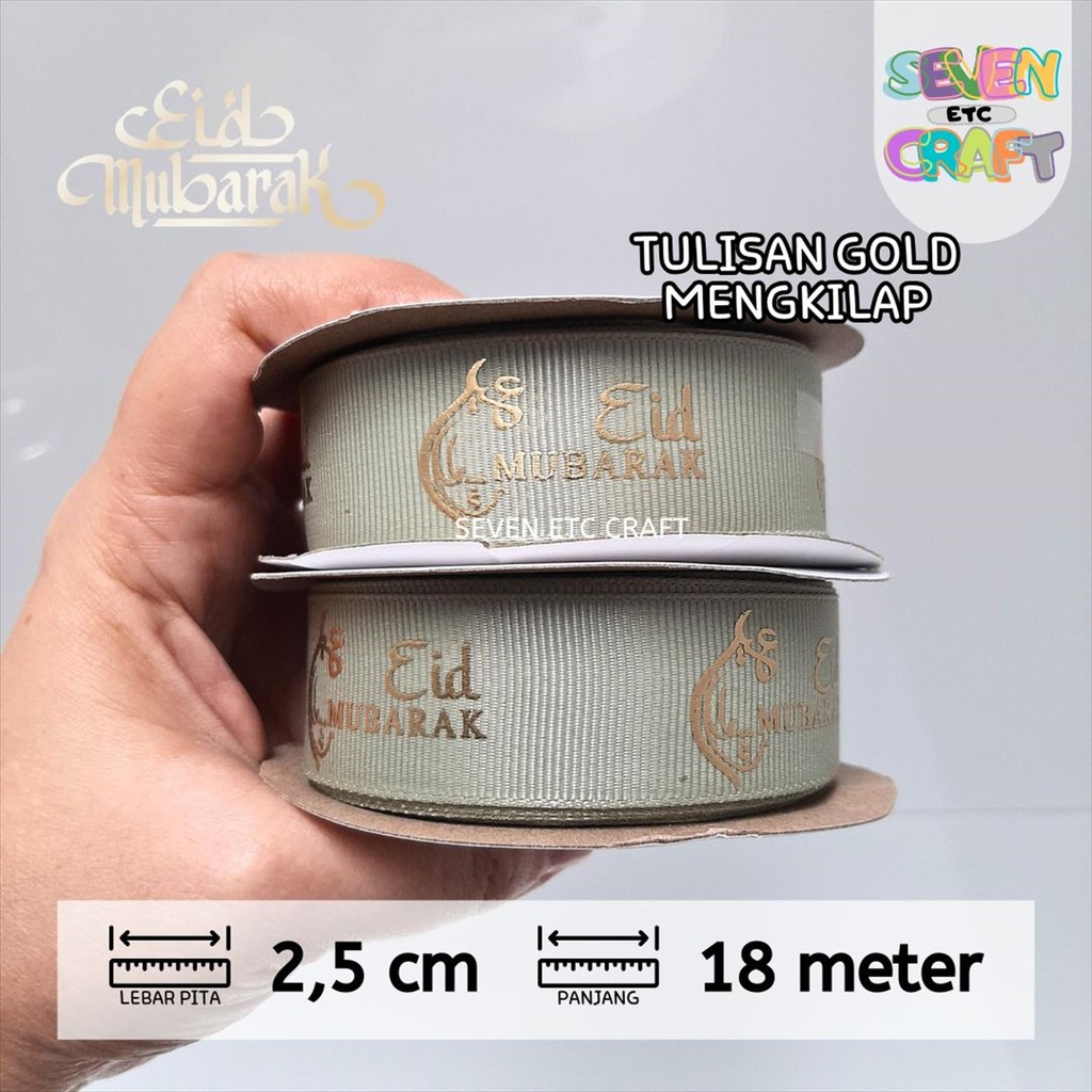Jual Pita Grosgrain Idul Fitri Lebaran EID MUBARAK 2,5 cm Sage | Shopee ...
