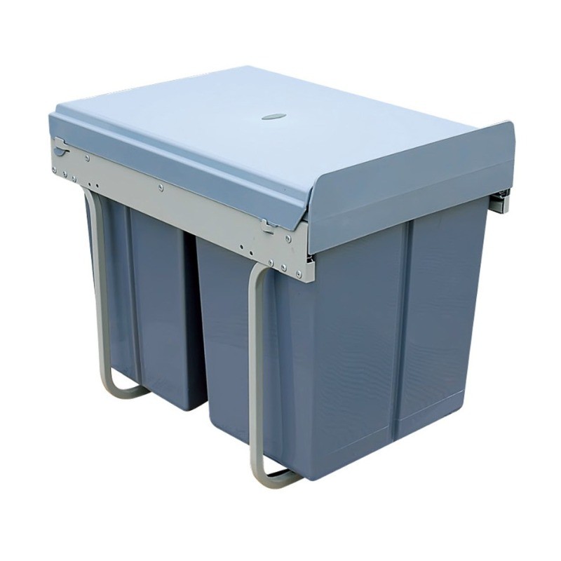 Jual Household Pull Out Kitchen Waste Basket Storage Bin Slide Out Twin ...