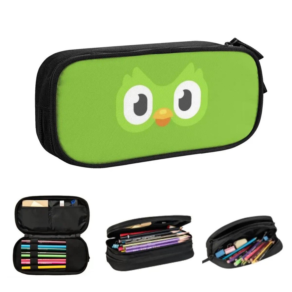 Jual Duolingo Owl Duo Pencil Cases Large Capacity Pen Bags Pen Box ...