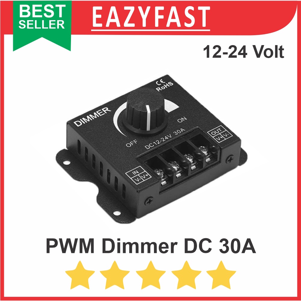 Jual Dimmer DC 12V 24V 30A LED Strip Driver Adjustable Motor Speed ...