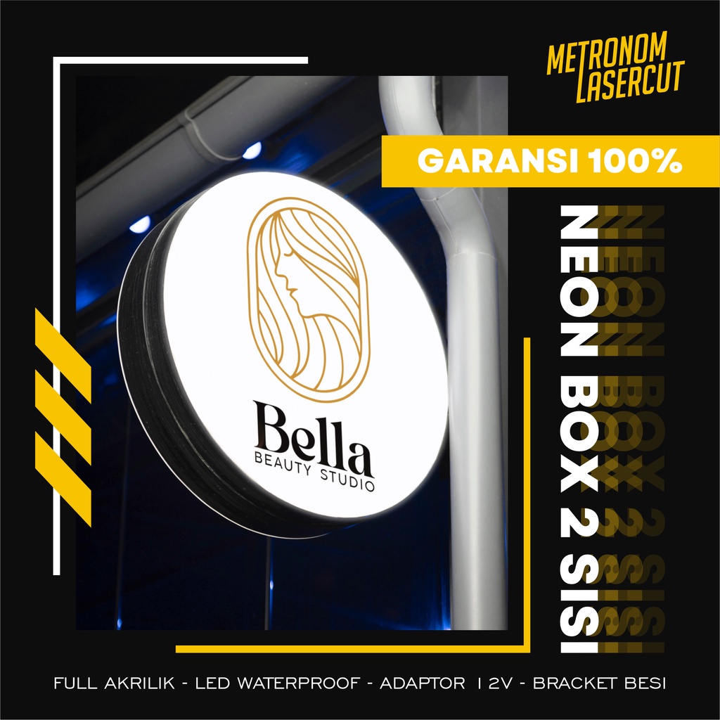 Jual Neon Box Bulat / Kotak Persegi Akrilik 2 Sisi Siap Pasang 60cm ...
