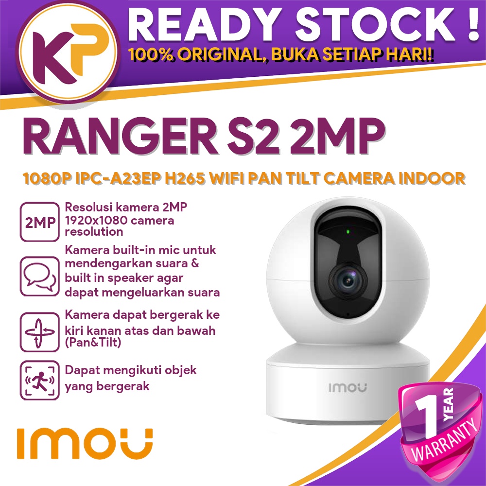 Jual IMOU RANGER S2 2MP 1080P IPC-A23EP H265 WIFI PAN TILT CAMERA ...