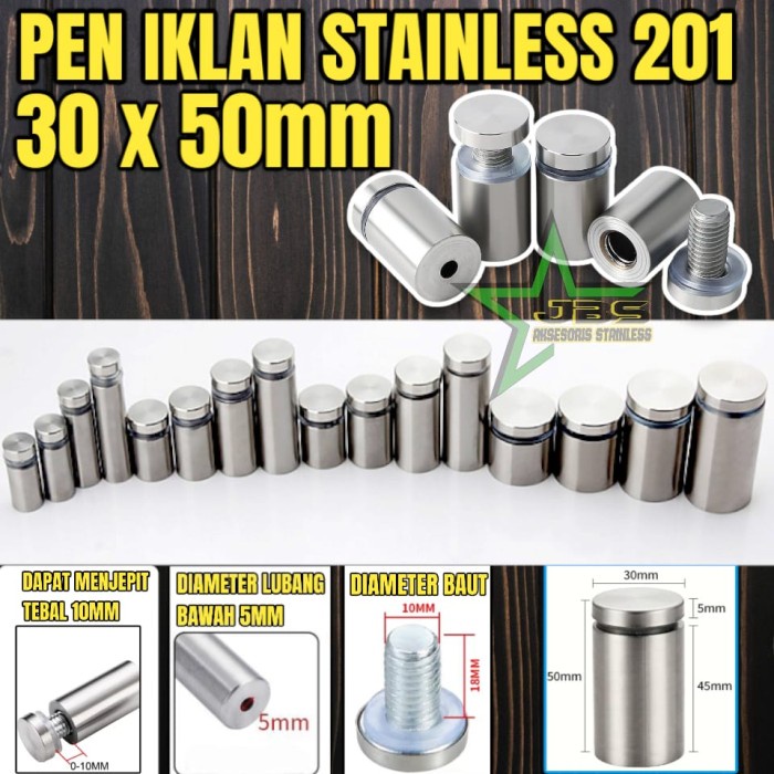 Jual AKS Pen/Paku iklan Stainless 30x50mm (1¼"×5cm) | Shopee Indonesia