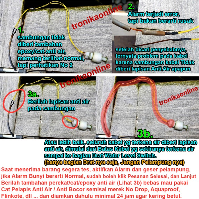 Jual Alarm Air Water Level Sensor Alarm Banjir Bak Mandi Toren Tandon ...