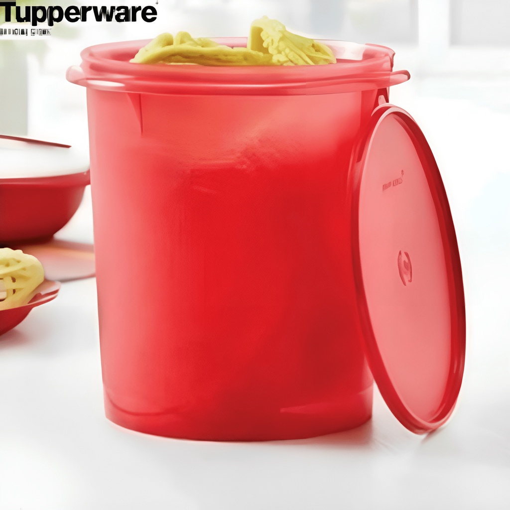 Jual TUPPERWARE TOPLES WADAH PLASTIK GIANT CANISTER MERAH MAROON 8.4L ...