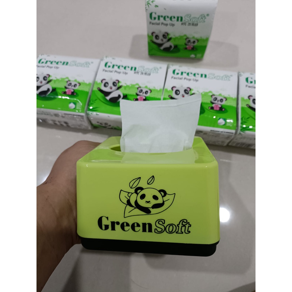 Jual BOP KOTAK TISSUE / BOX TISU GREENSOFT WARNA HIJAU MUAT 1PCS POPUP ...