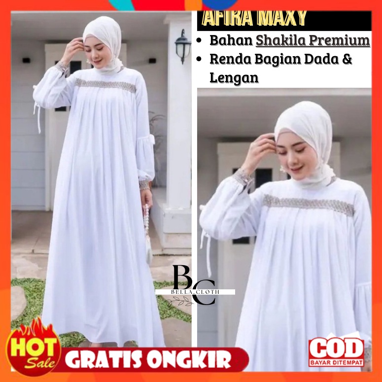 Jual KAIN ADEM HALUS TEBAL / Afira Dress-Baju Gamis Wanita Putih ...