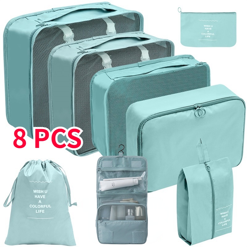 Jual 8pcs/Set Tas Travel Organizer Storage Bag /Tas Koper Polos/8 in1 ...