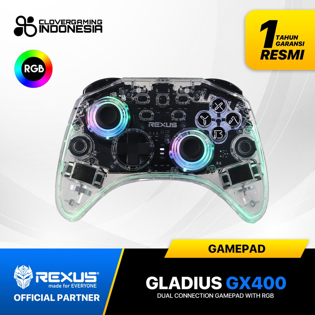 Jual Rexus GX400 Gamepad Wireless Bluetooth Joystick Transparent GX-400 ...