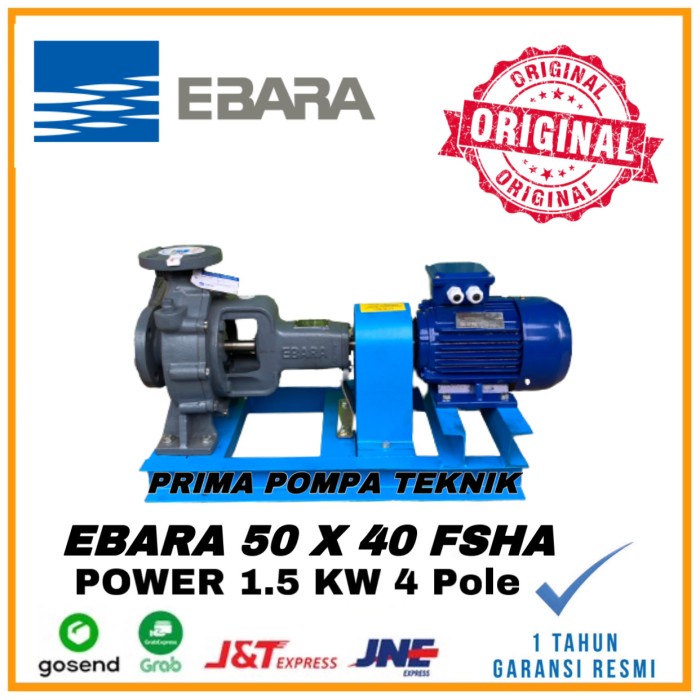 Jual pompa centrifugal ebara 50 X 40 FSHA Motor 1.5 KW 2 Hp 3Phase 4 Pole | Shopee Indonesia