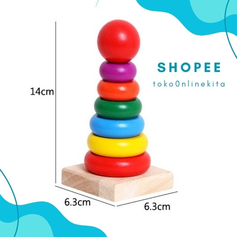 Jual Mainan Anak / Donat Susun Kayu / Mainan Edukasi Susun Anak Melatih ...