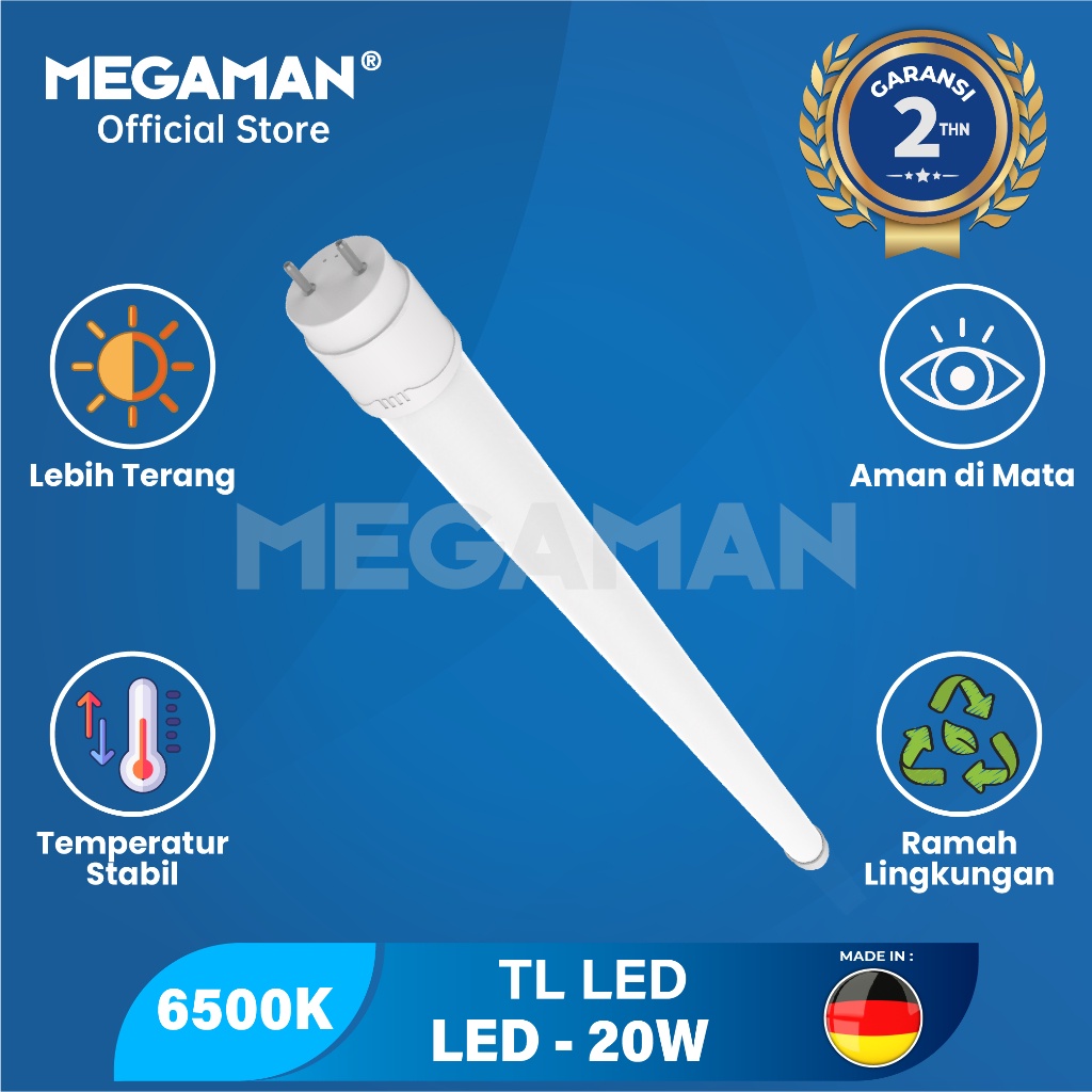 Jual Lampu TL Lampu Neon LED MEGAMAN YTT8Z1 20W 6500K (Cahaya Putih ...