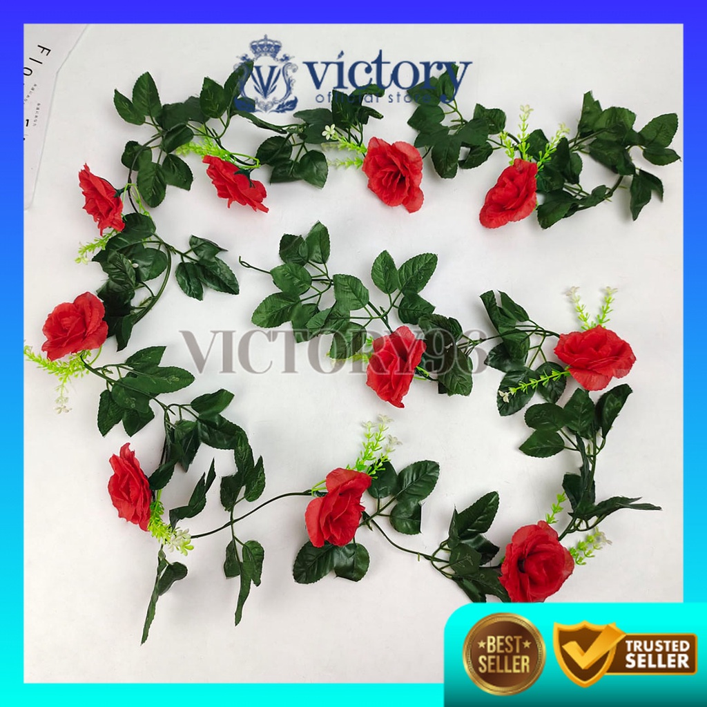 Jual Bunga Rambat Juntai Garlan Rose X10 - Bunga Rose X10 Plastik ...