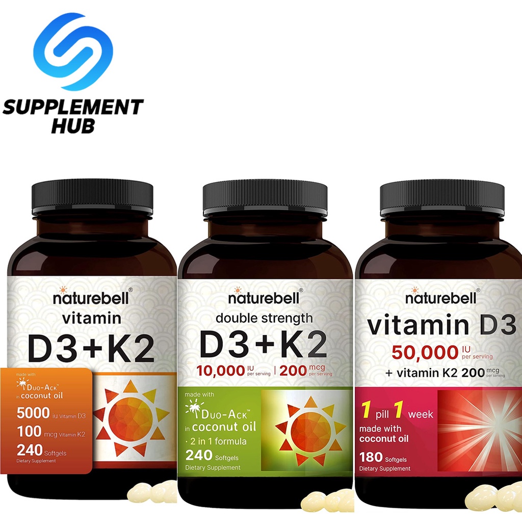 Jual NatureBell Vitamin D3 & K2 MK7 240 Softgels Duo-Ack Coconut Oil ...