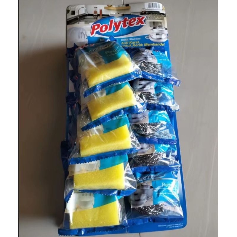 Jual POLYTEX 1 HANGER 10 pcs 5 sabut spon+ 5 sabut stainless | Shopee ...