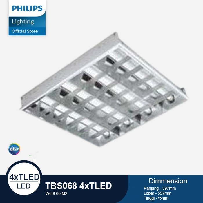 Jual PHILIPS TBS068 4 x TLED W60 L60 recessed - Housing TL LED 60cm ...