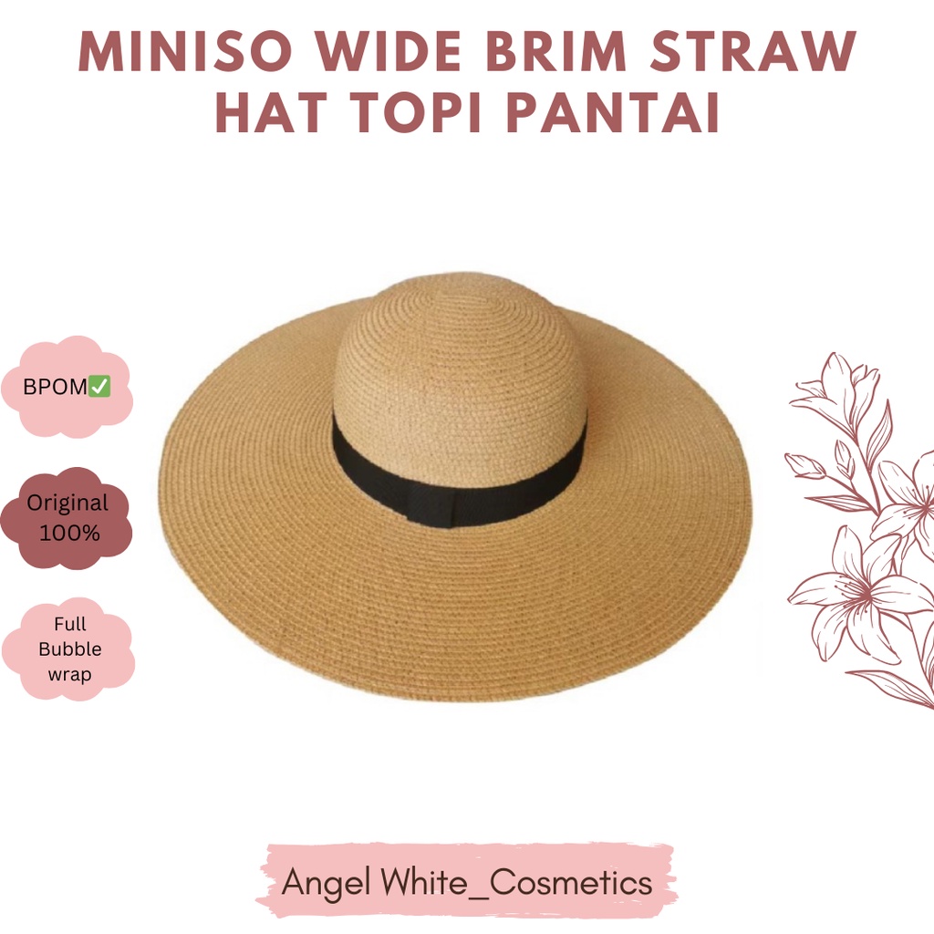 Jual MINISO WIDE BRIM STRAW HAT TOPI PANTAI | Shopee Indonesia