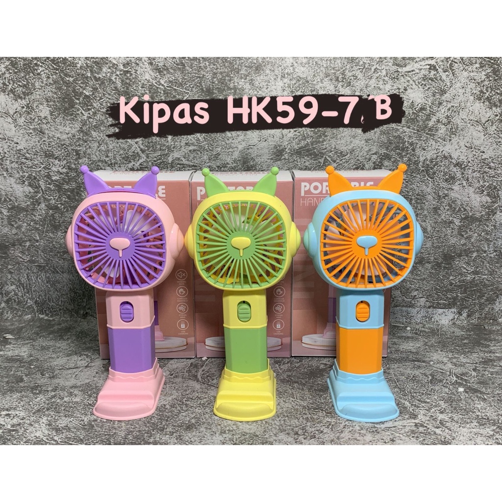 Jual Kipas Angin Mini Fan Portable Rechargeable Macaron + Stand HP HK59 ...