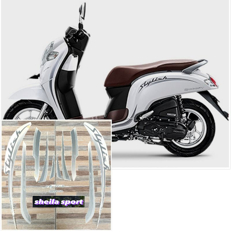 Jual Striping scoopy scopy stiker Honda Scoopy stylish putih white ...