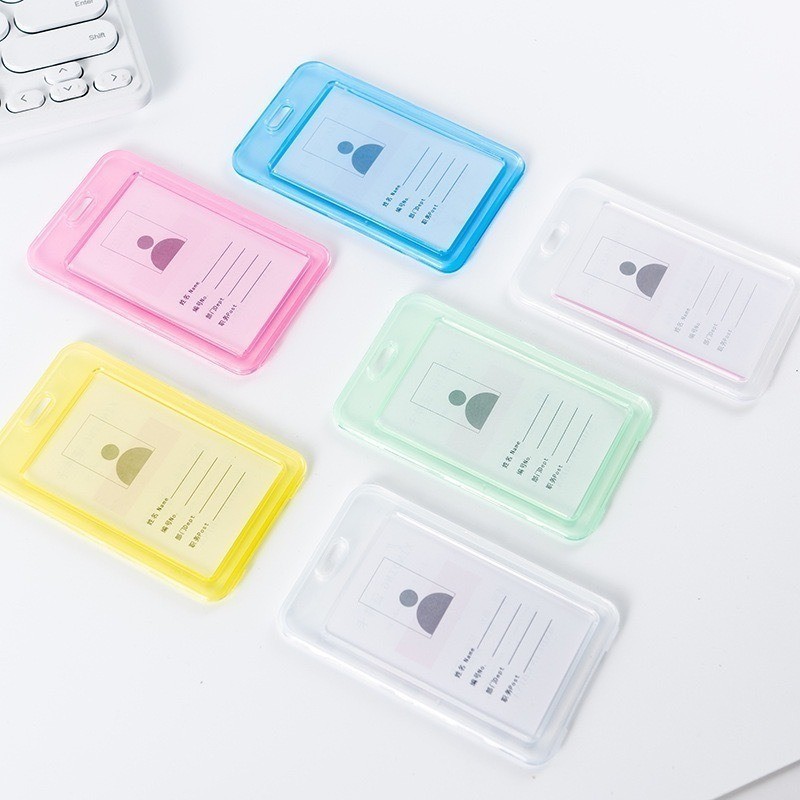 Jual Name Tag ID CARD Transparan Gantungan Kartu Nama Plastik Vertical ...