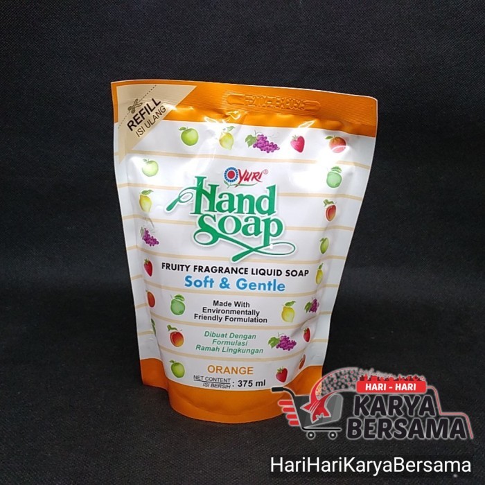 Jual SABUN CUCI TANGAN YURI HAND SOAP SOFT & GENTLE ORANGE POUCH 375ML ...