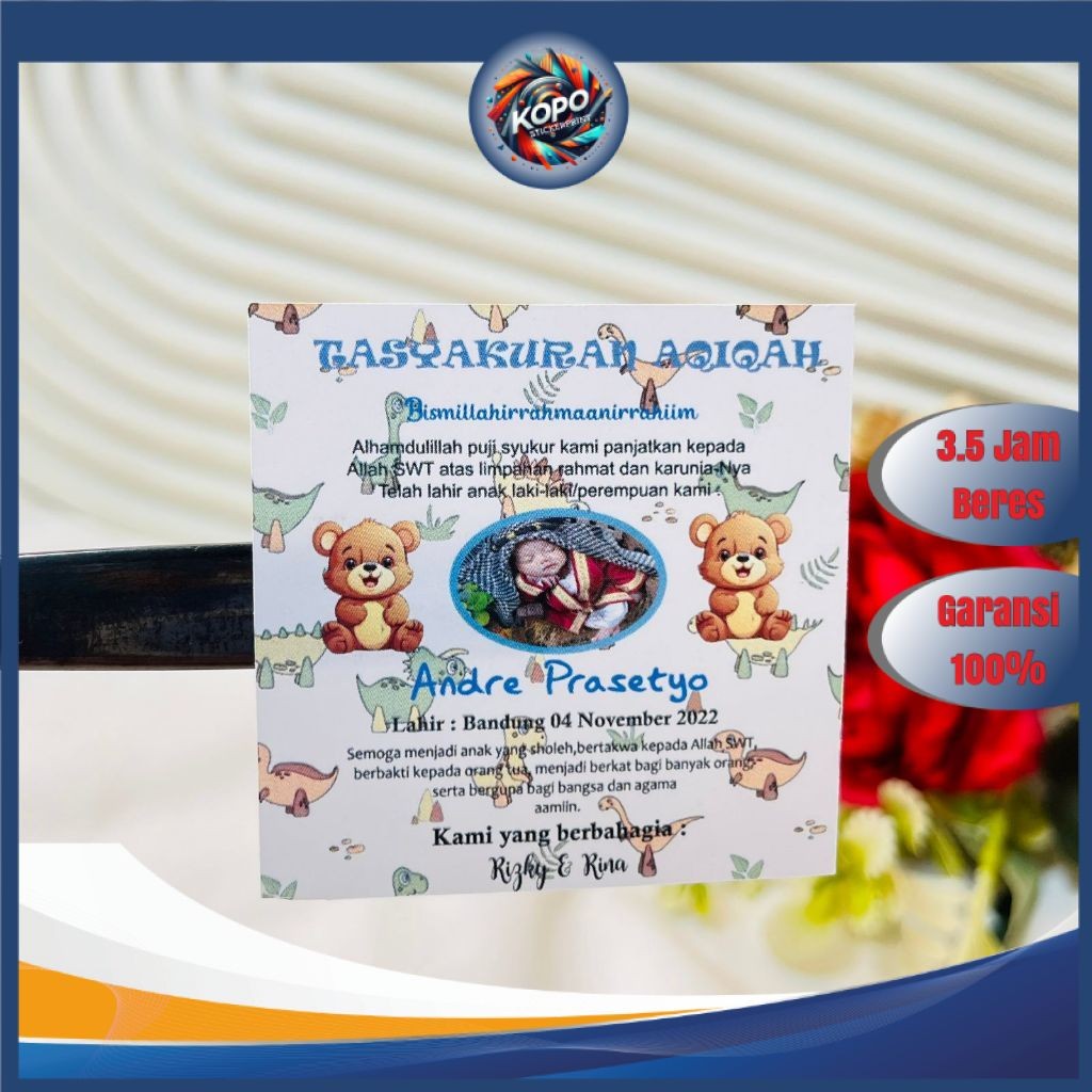 Jual KOPO 5-8 Sticker Sykuran Tasyakuran Aqiqah Bayi Stiker Acara ...