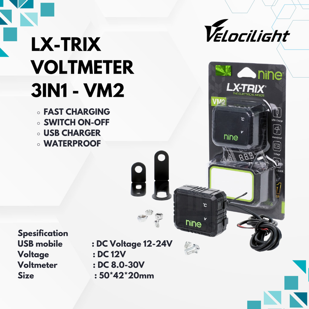Jual Voltmeter Aki Digital Universal Motor 3 in1 USB Suhu Ampere 12V ...