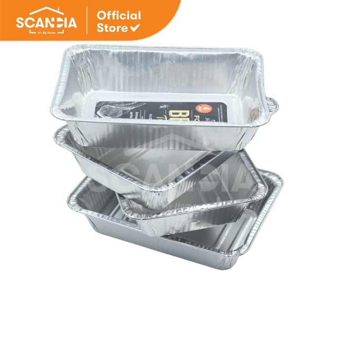 Jual SCANDIA Foil Serving Tray 15x22Cm 4 Pcs Silver Alumunium Foil (KC0077) | Shopee Indonesia