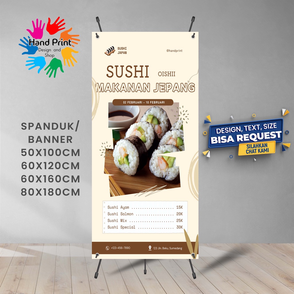 Jual SPANDUK BANNER Aneka Sushi Ikan Ayam Makanan Jepang 60x160 CM ...