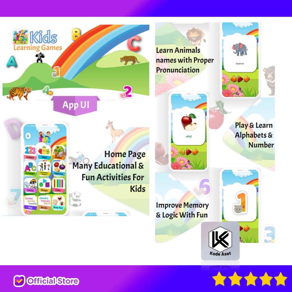 Jual SOURCE CODE APLIKASI PRESCHOOL KIDS LEARNING GAME - BEST KIDS PRE ...