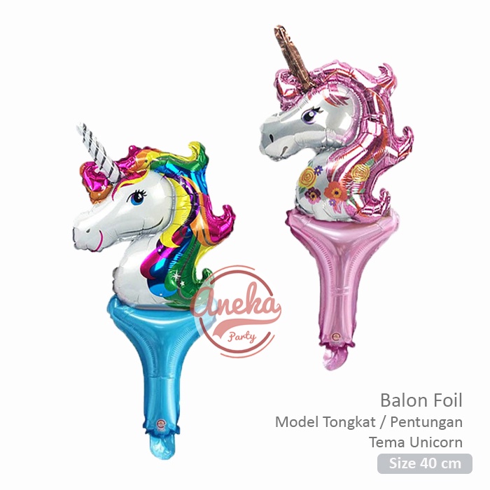 Jual Balon Pentung Unicorn kepala / Balon Foil Tongkat Stick Unicorn ...