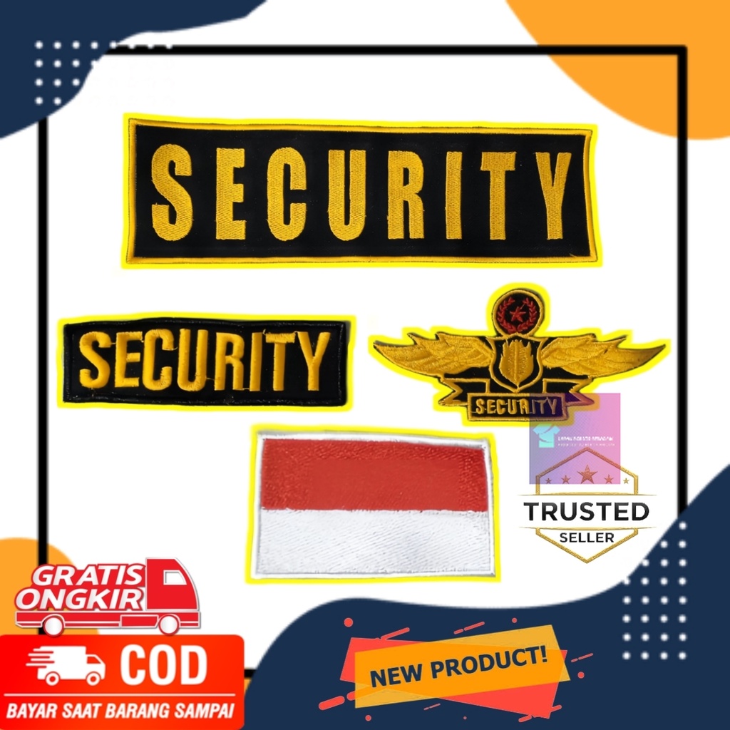 Jual Emblem Full Bordir Security Logo Wings Hitam - ada perekat velcro ...
