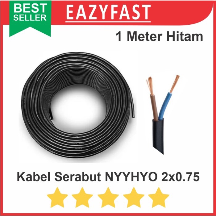 Jual Kabel Listrik Serabut Hitam 2x0.75 Isi 2 0.75mm NYYHYO NYYHY Ecer 1m | Shopee Indonesia