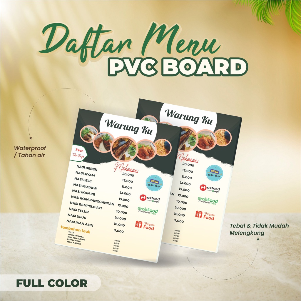 Jual Cetak Daftar Menu Board / Papan Menu / Menu Resto bahan PVC board ...